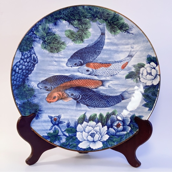 Vintage | Art | Vintage Asian Art Japanese Pottery Koi Fish Platter ...
